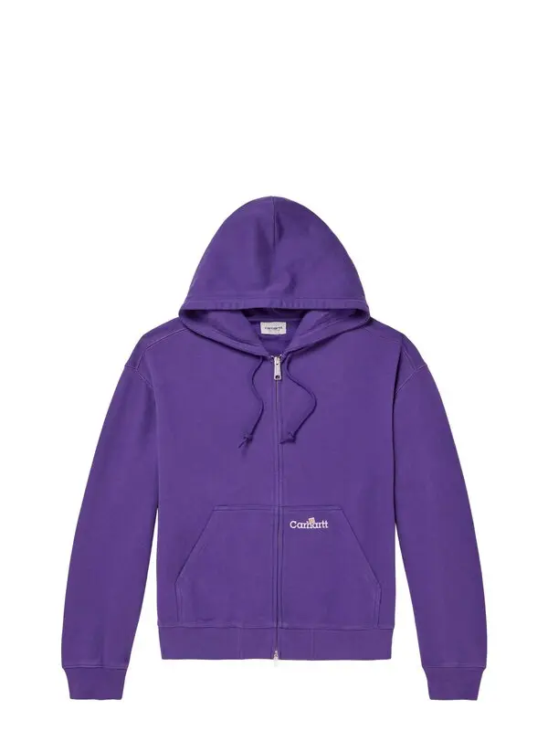 Carhartt Work In Progress Logo-embroidered Zip-up Hoodie - Purple