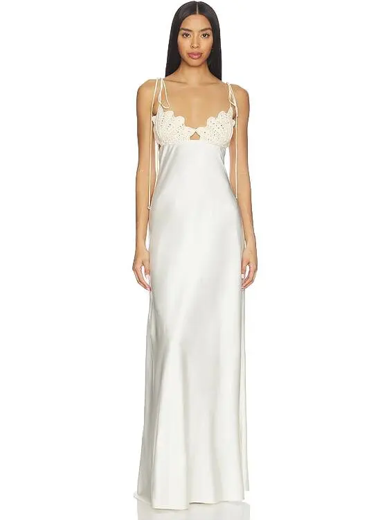 MAYLE VASQUEZ Crochet Detail Maxi Dress - Off White