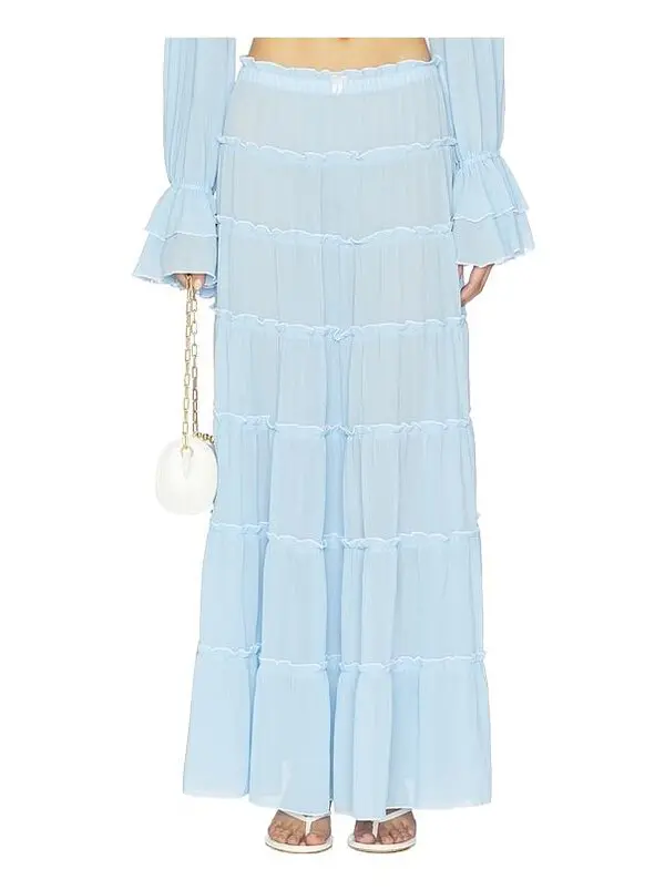 BANANHOT Elma Tiered Ruffle Skirt - Pacific Blue