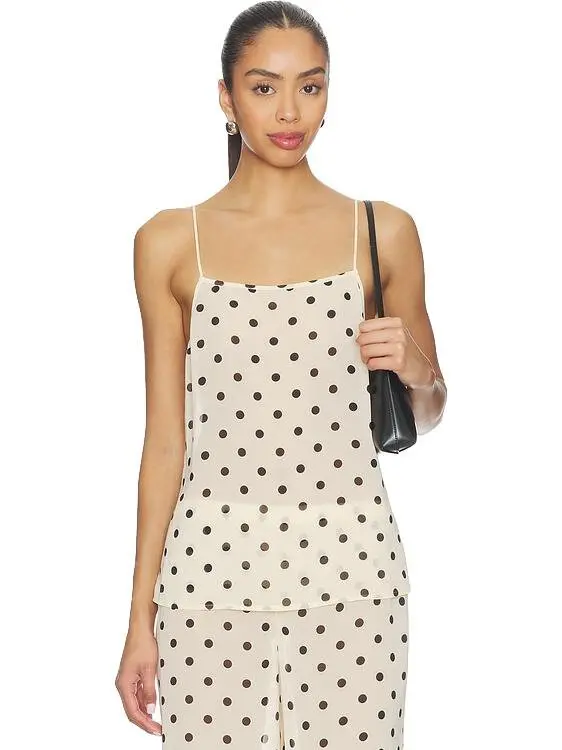 MORE TO COME Darby Top - Beige & Black Dot
