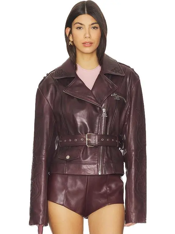 GESTUZ X Barbie Ken Biker Jacket - Dark Burgundy