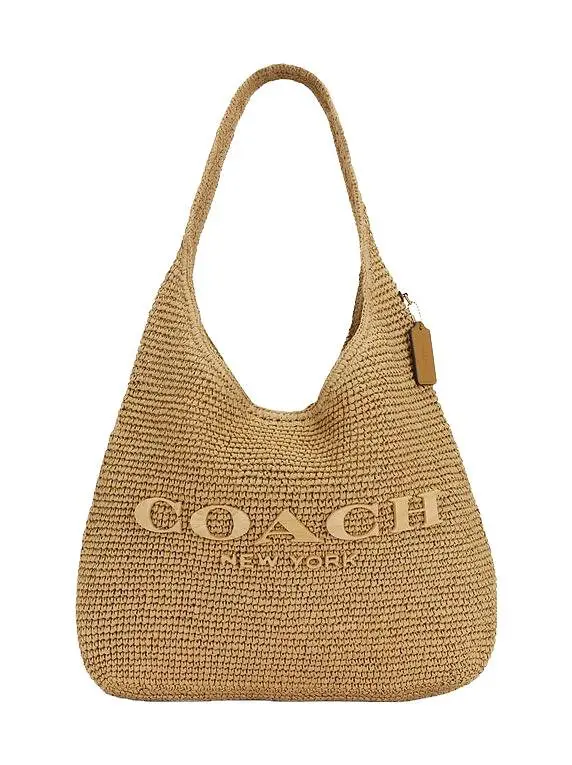 COACH Straw Brooklyn 39 Shoulder Bag - Natural