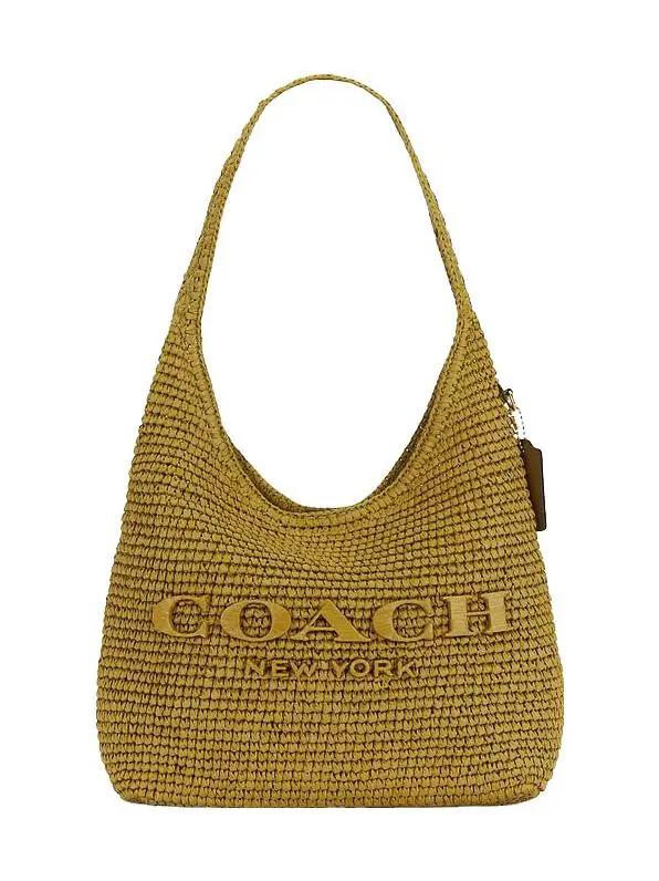 COACH Refined Weave Straw Brooklyn 28 Shoulder Bag - Muted Olive