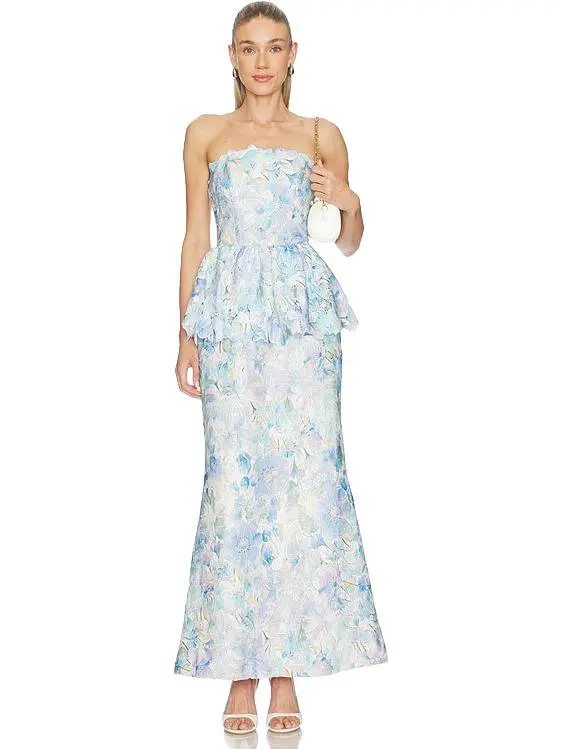 ELLIATT Kalissa Peplum Gown - Blue Multi