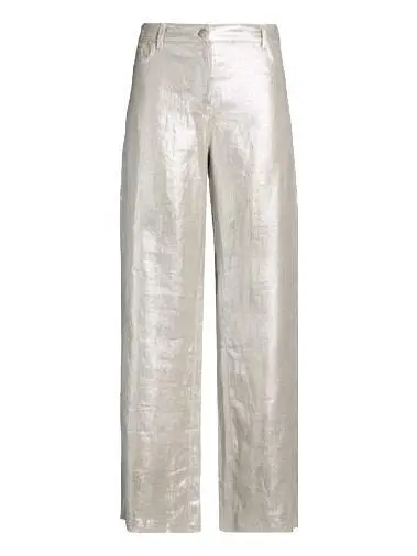 Max Mara Linen Wide-leg Pants - Silver