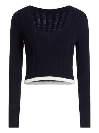 REBEL QUEEN BY LIU •JO Knitted Cropped Sweater - Blue