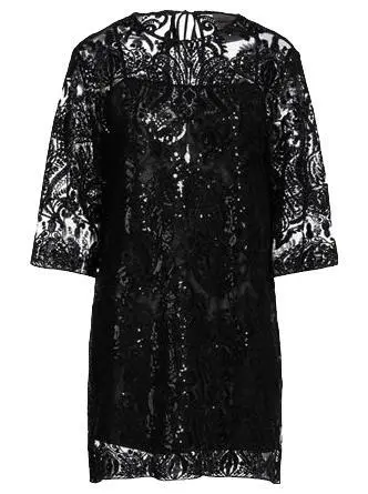 SEMICOUTURE Mini Flared Dress With Lace And Sequin Detailing - Black