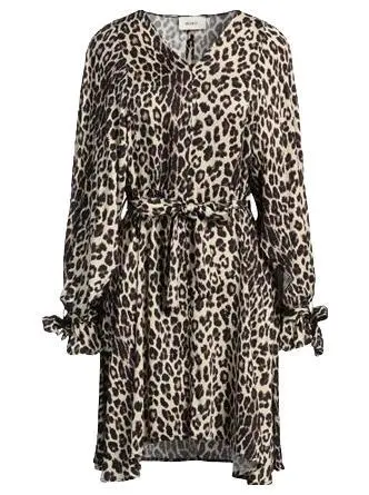 VICOLO Mini Leopard-print Viscose Dress - Beige