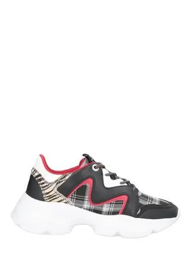 MANILA GRACE Soft Leather Chunky Sneakers - Black