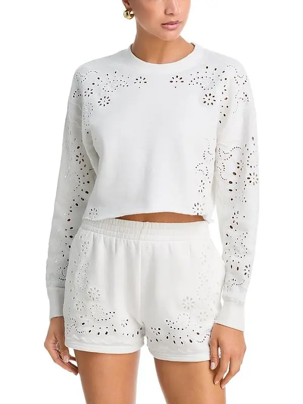 LoveShackFancy Lalo Pullover Sweatshirt - True White