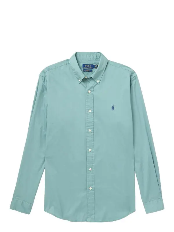 Polo Ralph Lauren Button-down Collar Logo-embroidered Cotton Shirt - Blue