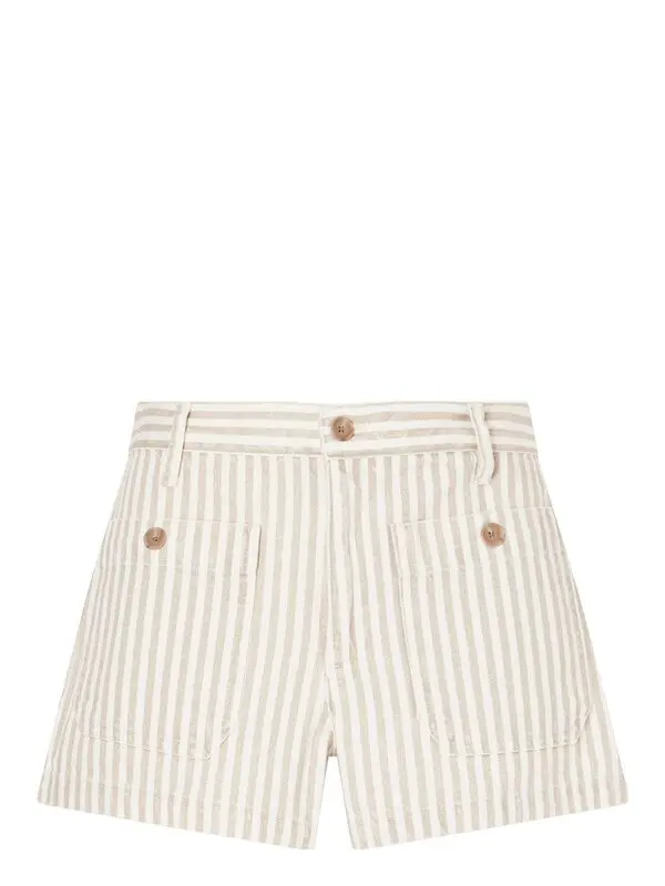 FRAME The Cruise Striped Denim Shorts - Neutrals