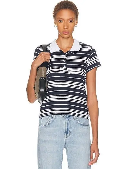 FRAME Striped Short Sleeve Polo - Navy Multi