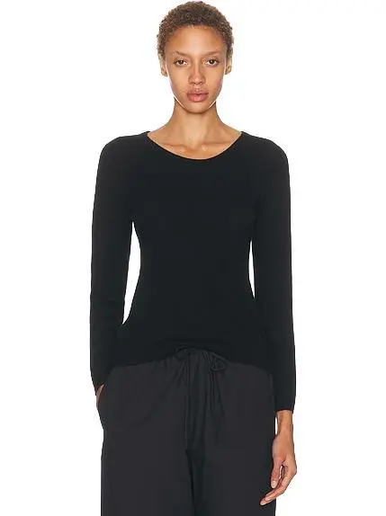 THE ROW Nezana Superlight Cashmere Knit Top - Black