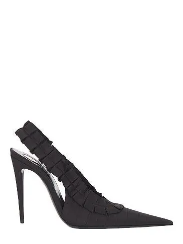 Saint Laurent Madeleine Ruffled Slingback Pumps - Nero