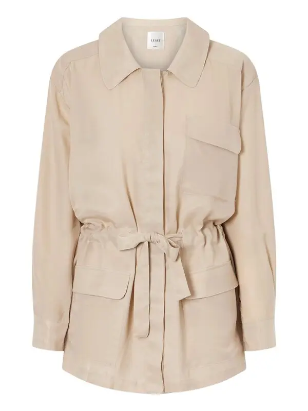 LESET Kim Drawstring Tencel Jacket - Neutrals