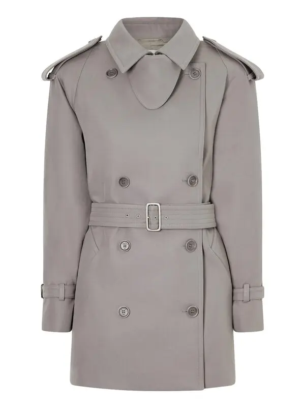 Max Mara Double-breasted Belted Cropped Trench Jacket - Gray