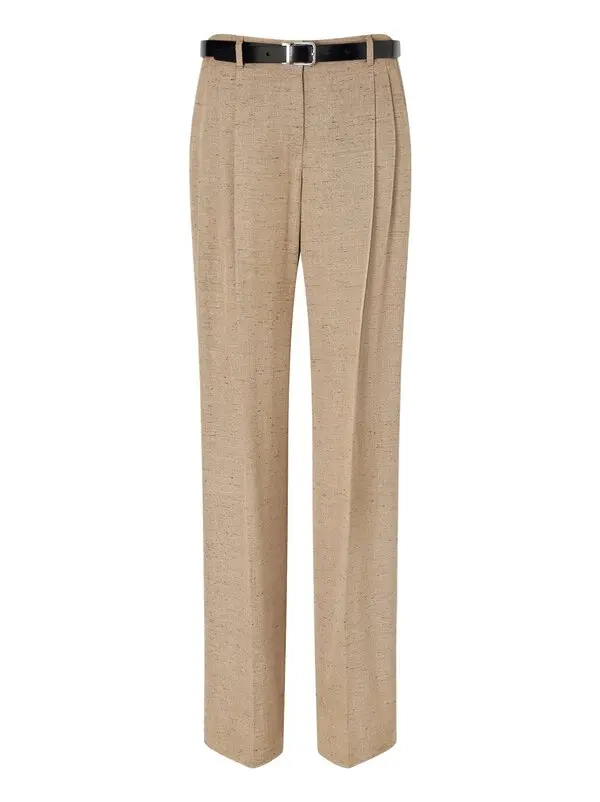 Dolce & Gabbana Belted Dupioni Wide-leg Pants - Beige