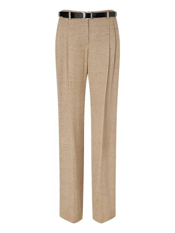 Dolce & Gabbana Belted Wide-leg Dupioni Pants - Neutrals