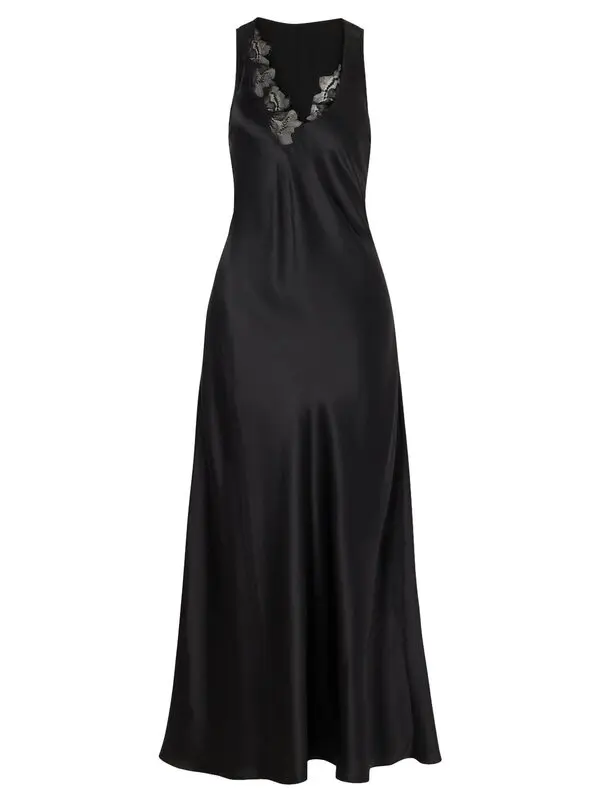 SIR. Montparnasse Lace-trimmed Silk-satin Gown - Black