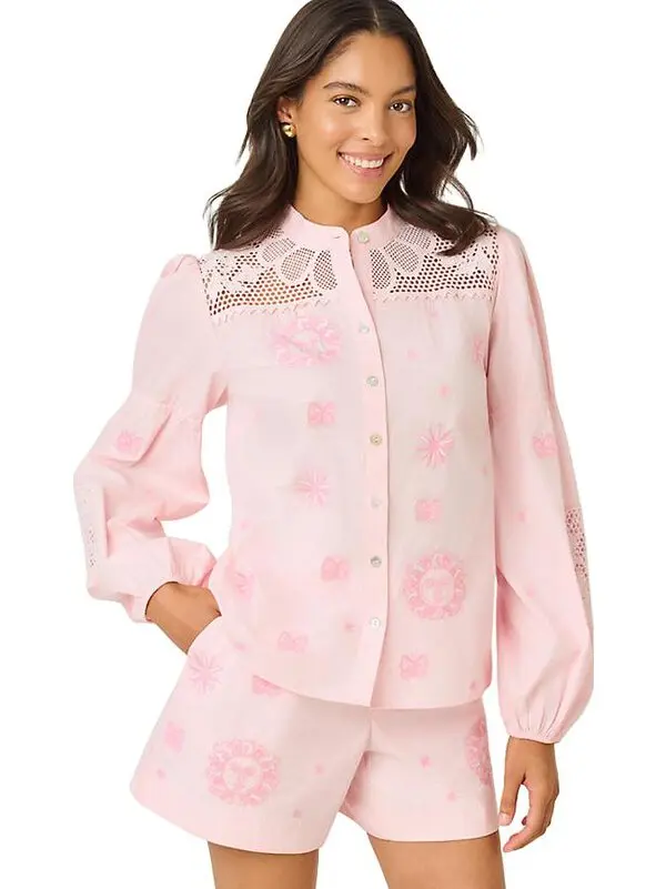 Lilly Pulitzer® Embroidered Long-sleeve Shirt - Pink Muse