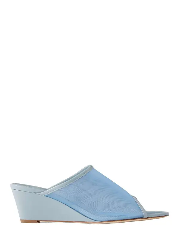 AeydĒ Suzanne Leather-trimmed Mesh Sandals - Light Blue