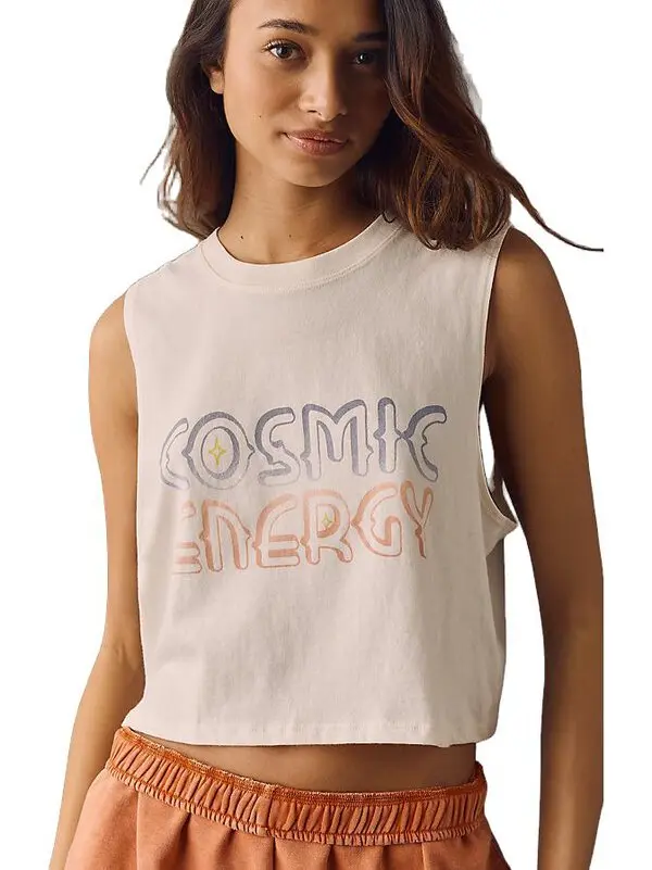 Anthropologie Cosmic Energy Graphic Tank Top - Vintage White