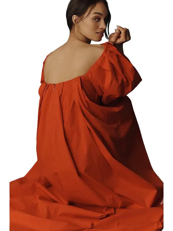 Caroline Constas Palmer Puff-sleeve Maxi Dress - Red