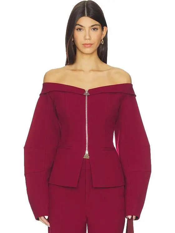 GESTUZ X Barbie Barbara Off-shoulder Blazer - Red