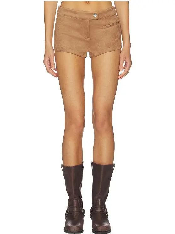 MORE TO COME Faux Suede Short - Tan