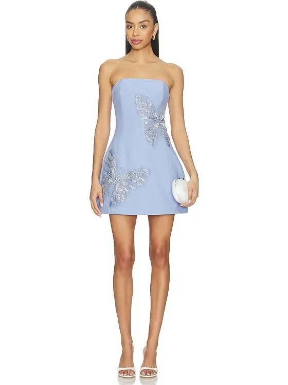 ELLIATT Strapless Beaded Butterfly Mini Dress - Blue