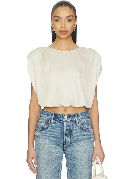 Moussy Vintage Satin Shell Cap Top - Beige
