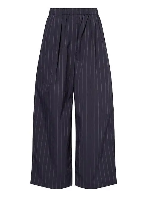ST. AGNI Striped Relaxed-fit Trousers - Black