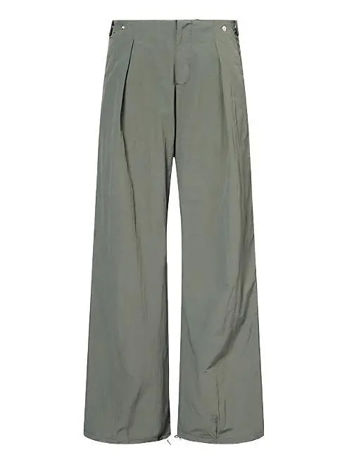 PEACHY DEN Wide-leg Low-rise Trousers - Slate Green