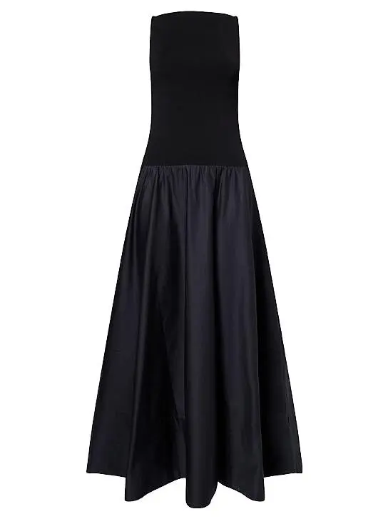 ST. AGNI Circle-hem Boat-neck Maxi Dress - Black