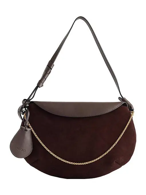NEOUS Libra Suede And Leather Shoulder Bag - Dark Chocolate
