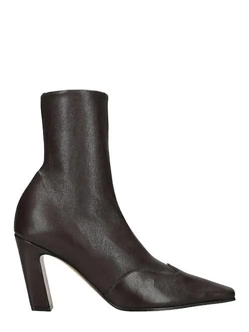 Khaite Nevada 85 Leather Ankle Boots - Dark Brown