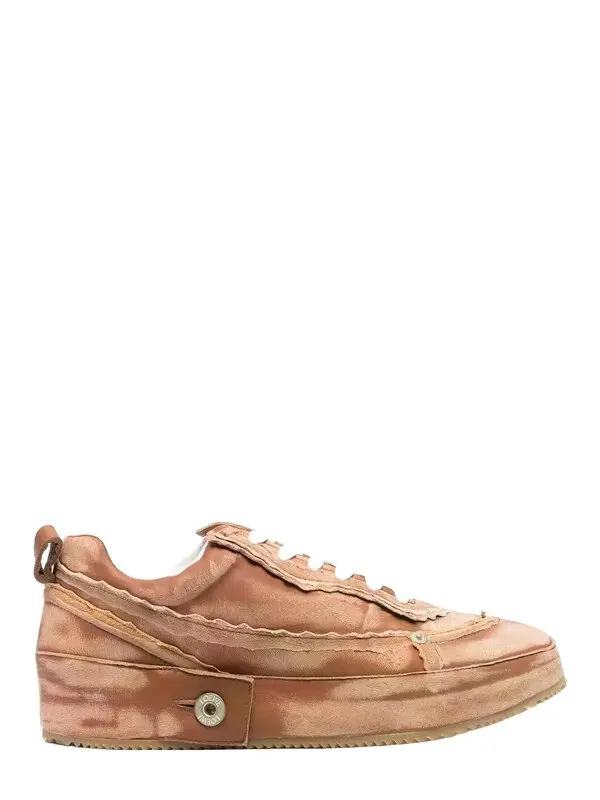 Loewe Patchwork-detail Leather Sneakers - Brown