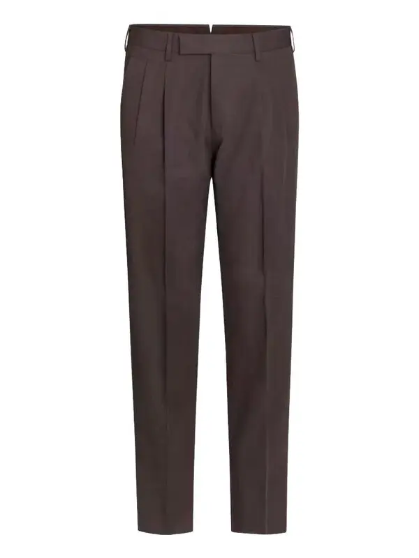 Zegna Pleated Pressed-crease Trousers - Brown