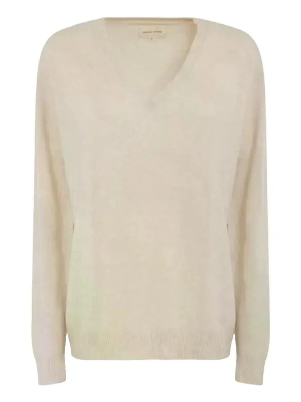 LOULOU V-neck Cashmere Sweater - Neutrals