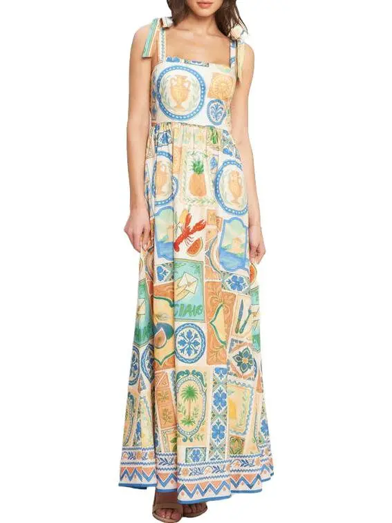 FLYING TOMATO Printed Tie-strap Sundress - Peach