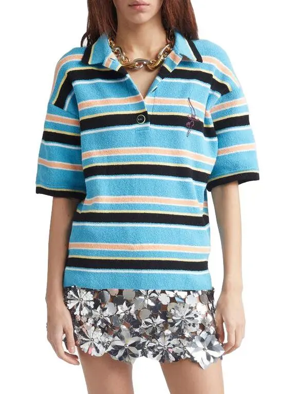 Rabanne Stripe Terry Cloth Polo - Rayures Eponge Bleu/noir