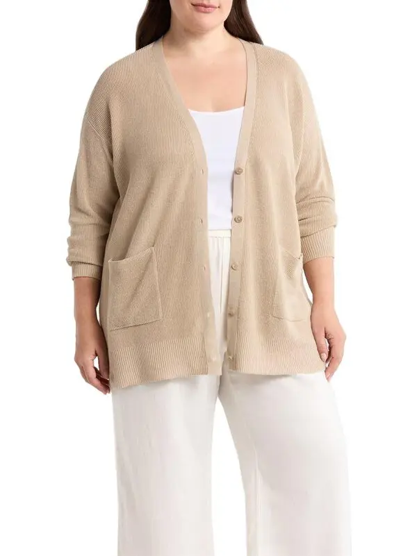 Eileen Fisher Organic Linen & Organic Cotton Cardigan - Undyed Natural