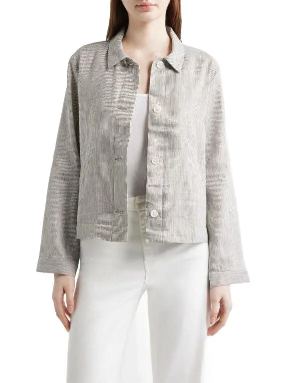 Eileen Fisher Linen Blend A-line Jacket - Wren