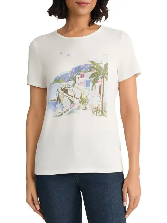 Jones New York Graphic Relaxed T-shirt - Natural White