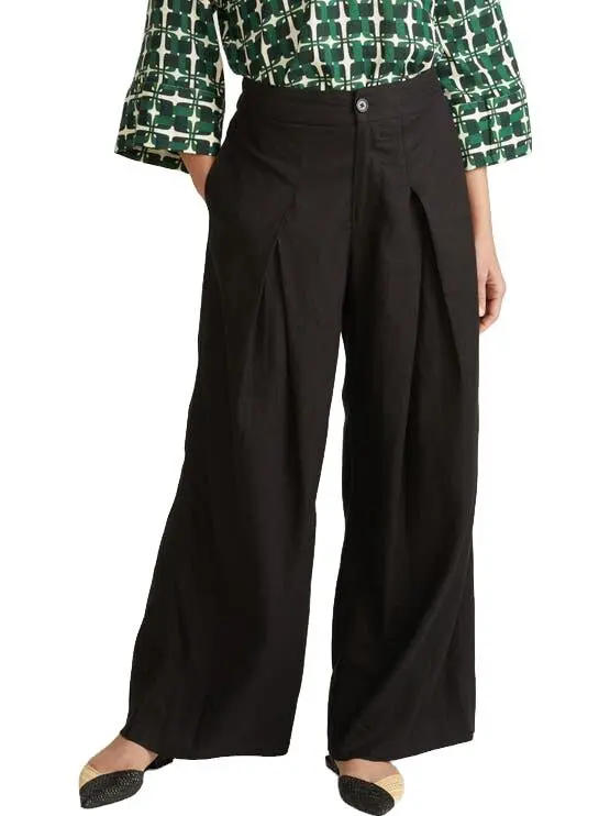 Universal Standard Marley Pleated Wide Leg Pants - Black