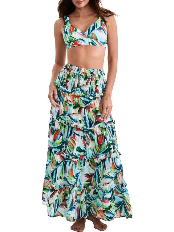 MIMI FLAMINGO Convertible Maxi Skirt - Teal Multi