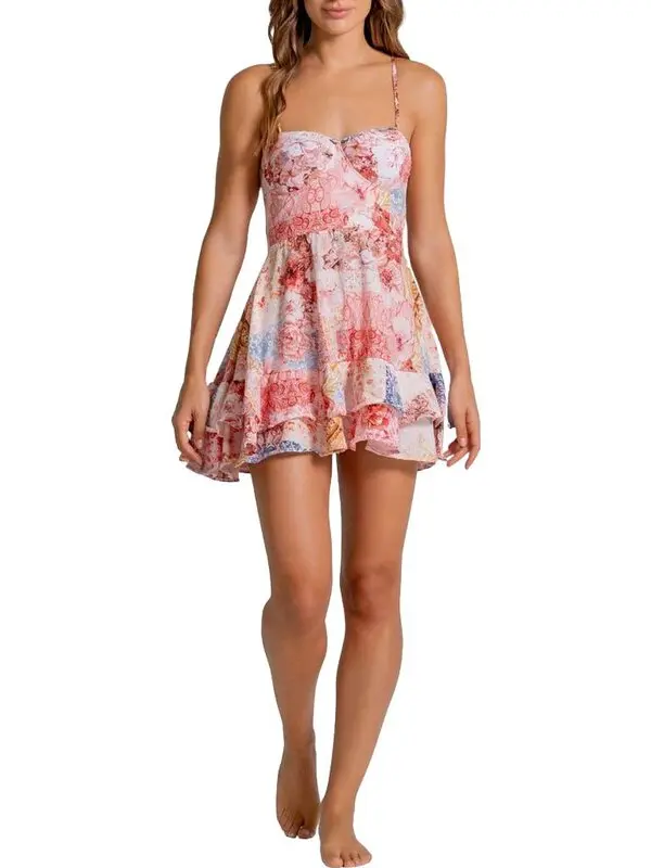 Cosita Linda Lace-up Back Mini Sundress - Multi