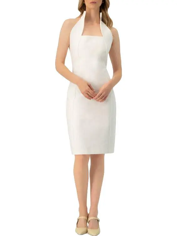 IVONNE High Neck Cotton Mini Dress - Ivory
