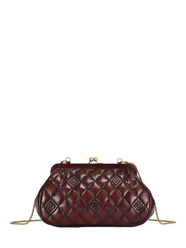 OLD TREND Petunia Small Quilted Leather Crossbody - Burgundy